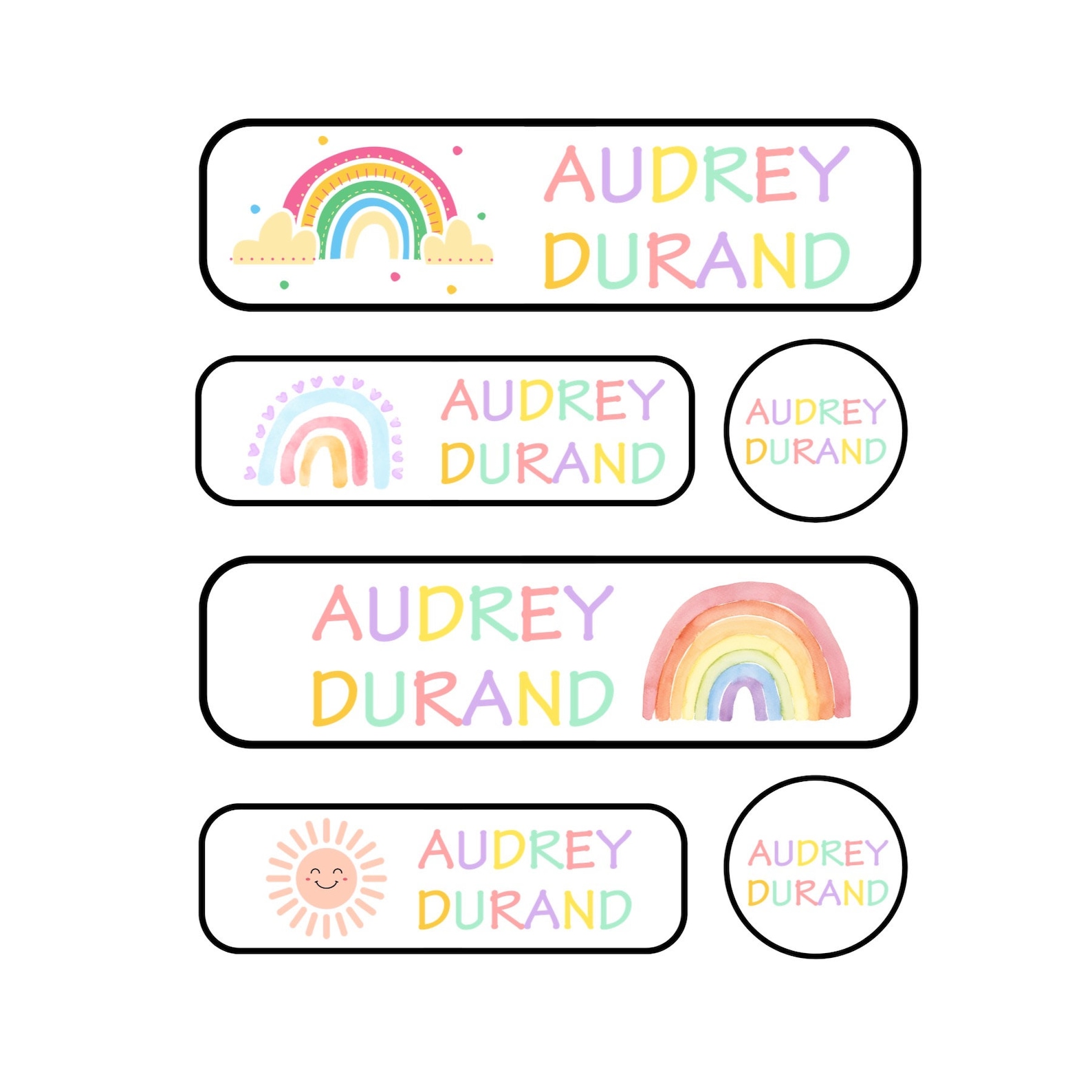 Rainbow Name Labels: Waterproof School Stickers, Daycare Decals - Etsy