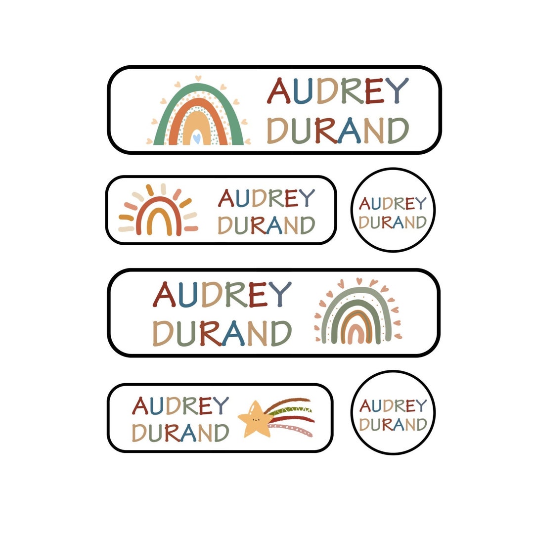 Rainbow Name Labels | School Supply Stickers | Waterproof Labels ...