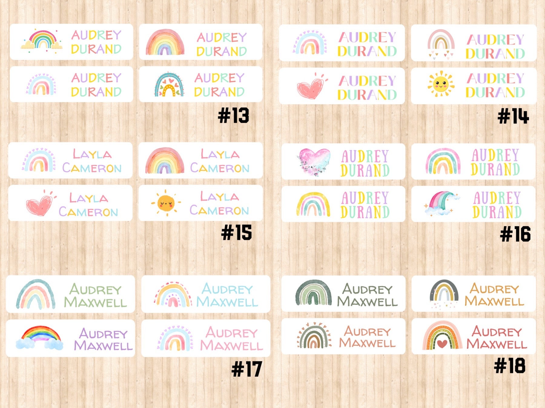 Rainbow Name Labels: Waterproof School Stickers, Daycare Decals - Etsy