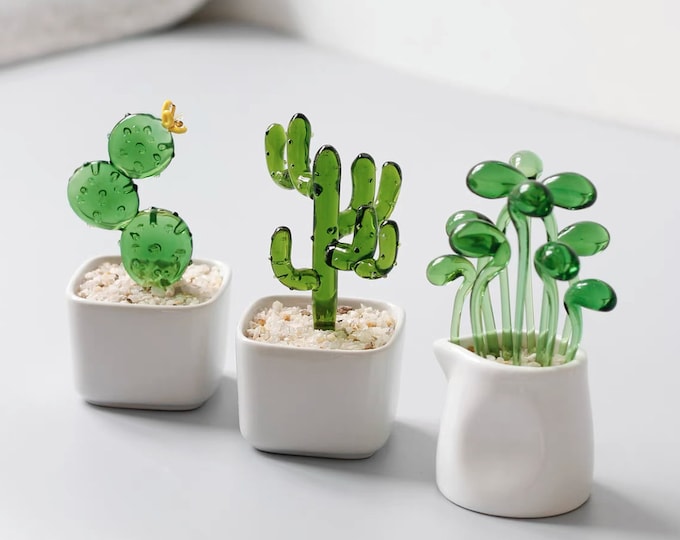 US Seller Handmade Glass Potted Plants Succulents - Etsy