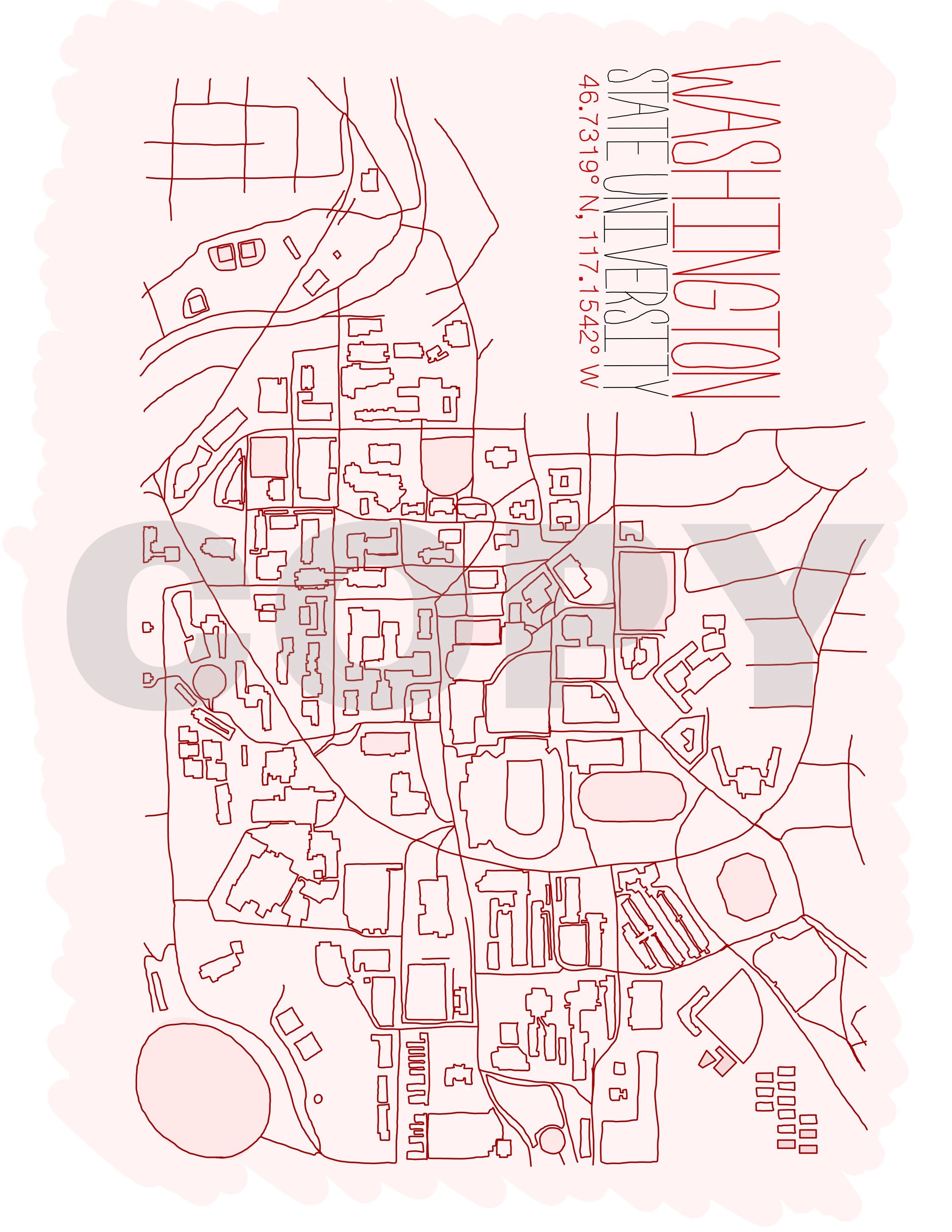 Washington State University Map Digital Download - Etsy