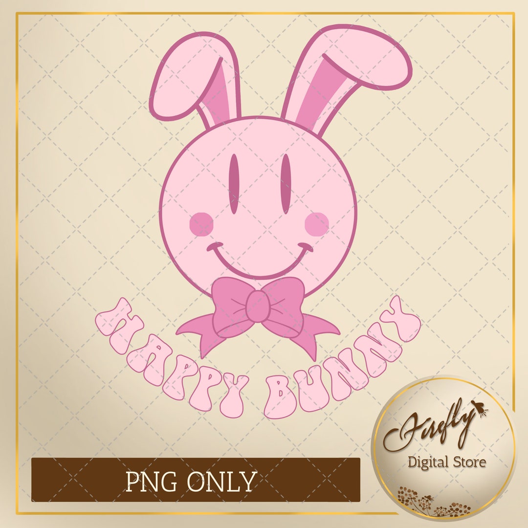Happy Bunnies PNG, PNG, Smiley Face Retro Bunny, Retro Png, Easter ...