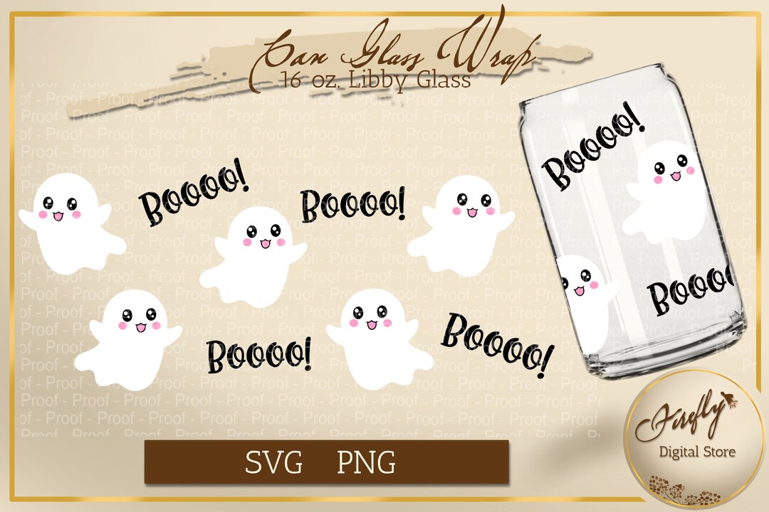 Boo Ghost Can Glass Wrap Svg Halloween Libbey 160z Can Glass - Etsy UK