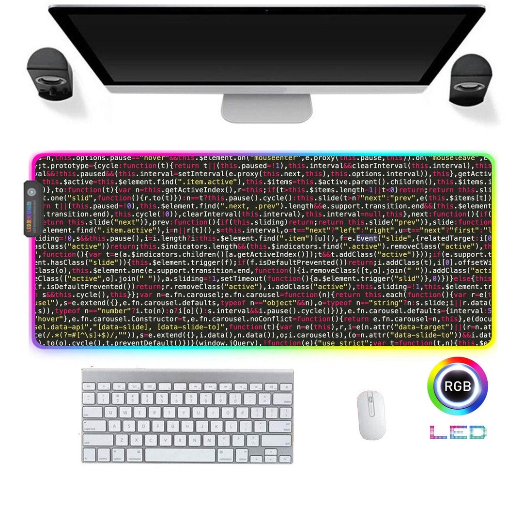 Rgb Gaming Xxl Mousepad 600x350mm Big Led Code Coder Coding Python C Java T Gamer 