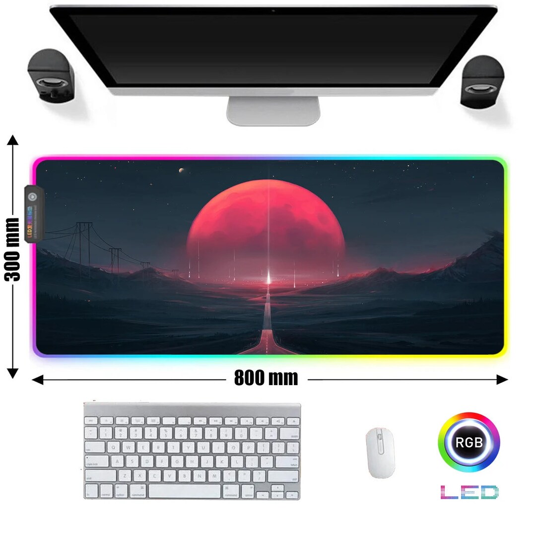Big Led RGB Gaming XXL Mousepad 800x300mm Sunset Landscape Red - Etsy