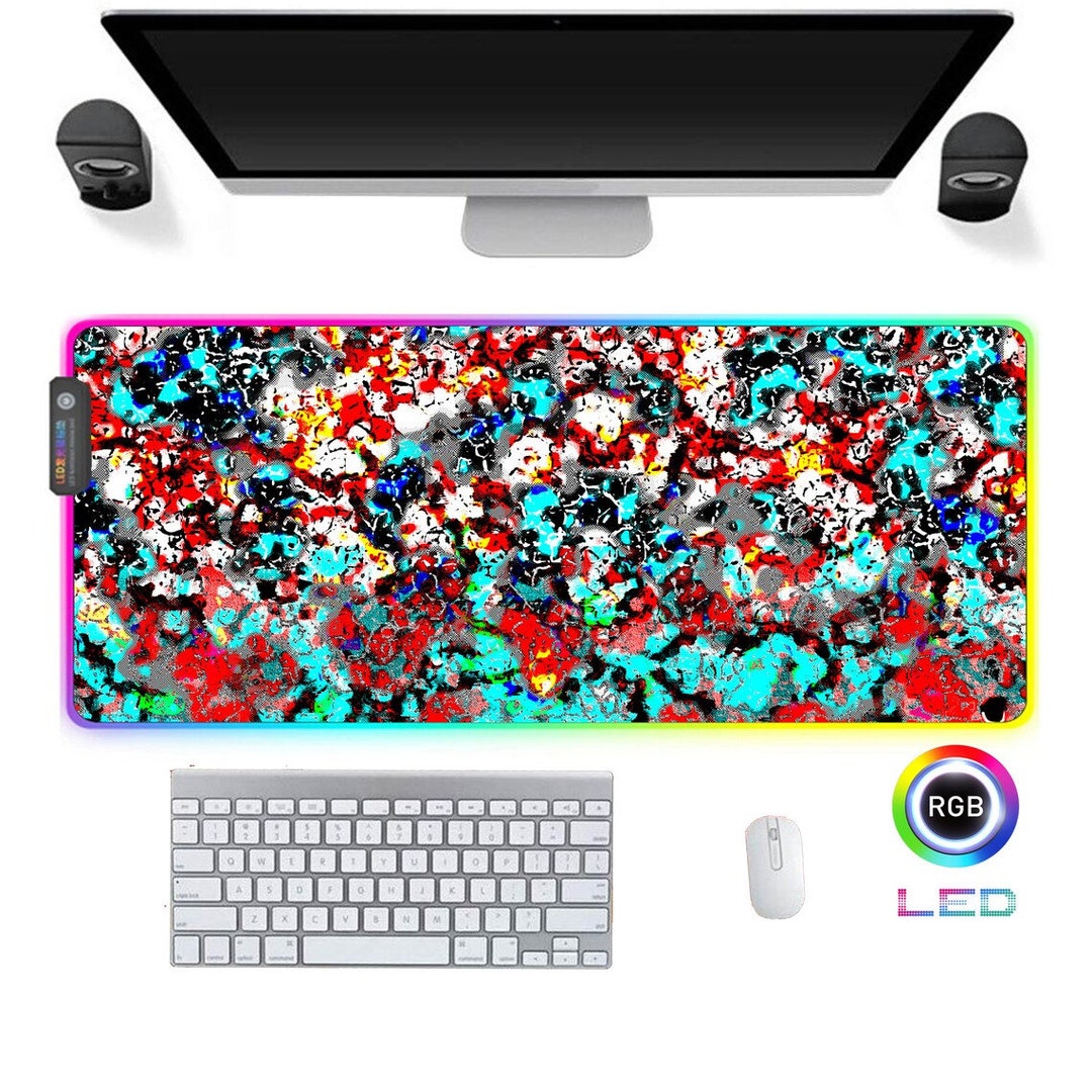 Xxl Rgb Gaming Mousepad 600x350mm Big Led Colorful Splatter Camo Camouflage Gamer Mausunterlage