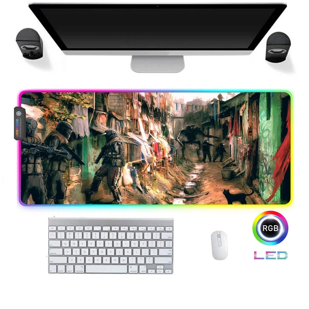 Big Led Rgb Gaming Mousepad 600x350mm Future X Cyber Urban City Punk Cartoon Gamer Mausunterlage