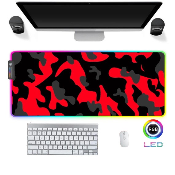 Xxl Rgb Gaming Mousepad 600x350mm Big Led Camo Camouflage Red Etsy