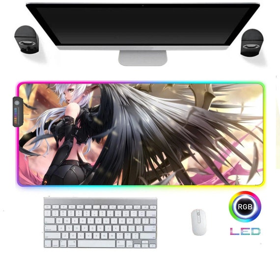 Big Led Rgb Gaming Mousepad 600x350mm Artwork Anime Girl Manga Etsy