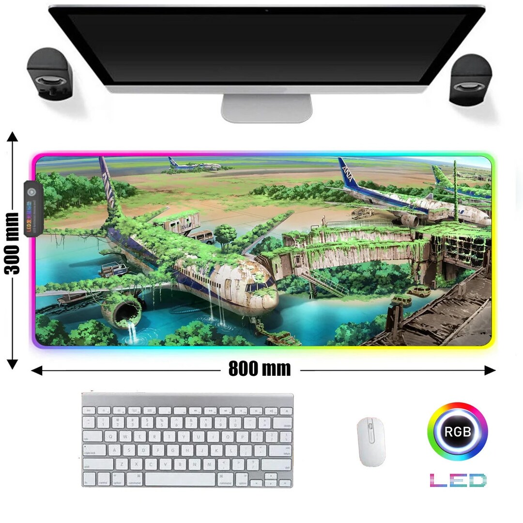 Big Led RGB Gaming XXL Mousepad 800x300mm Plane Jet 747 Aircraft Lost Forest Gift Gamer ...