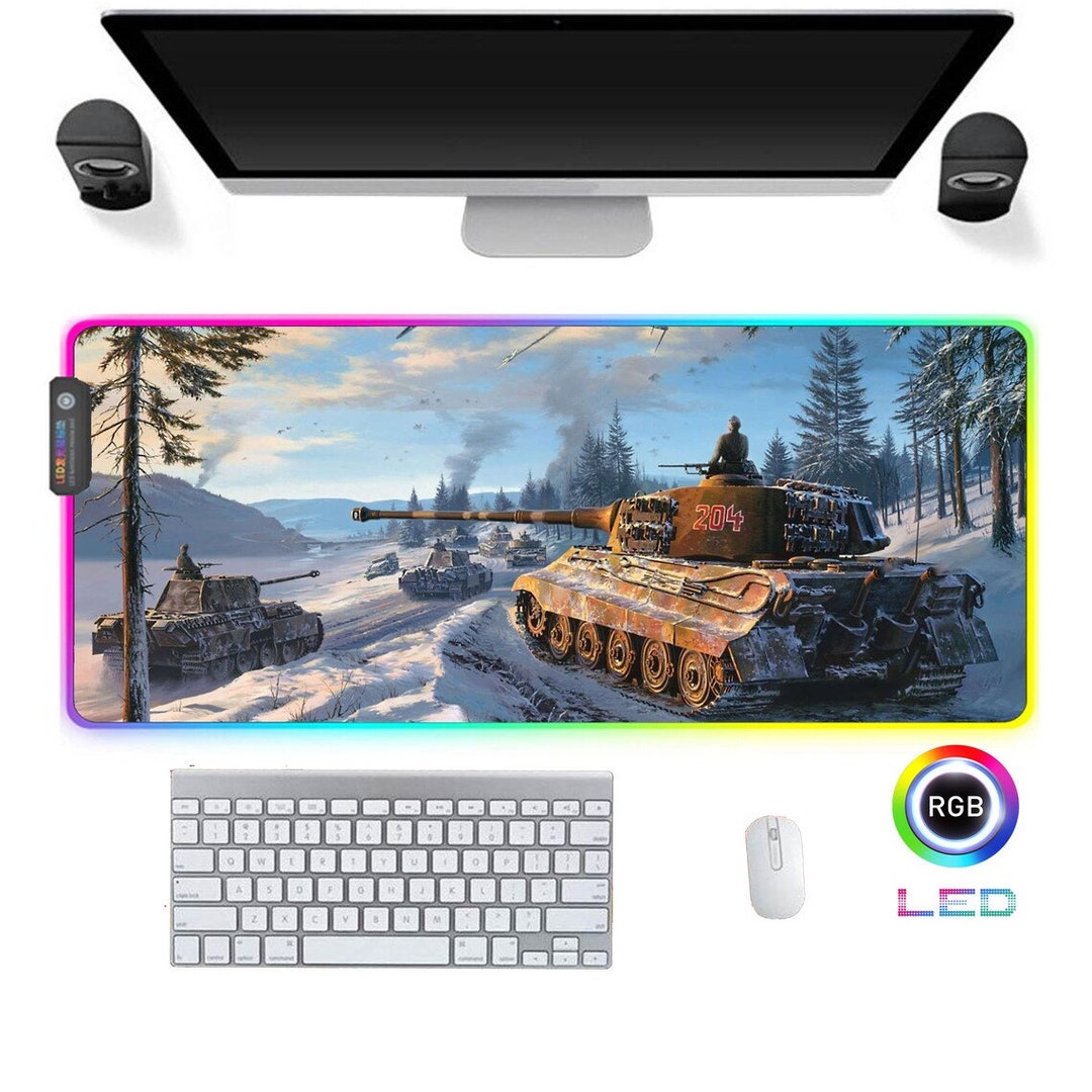 XXL RGB Gaming Mousepad 600x350mm Big Led Tiger Tank Tanks Ww2 Army War ...