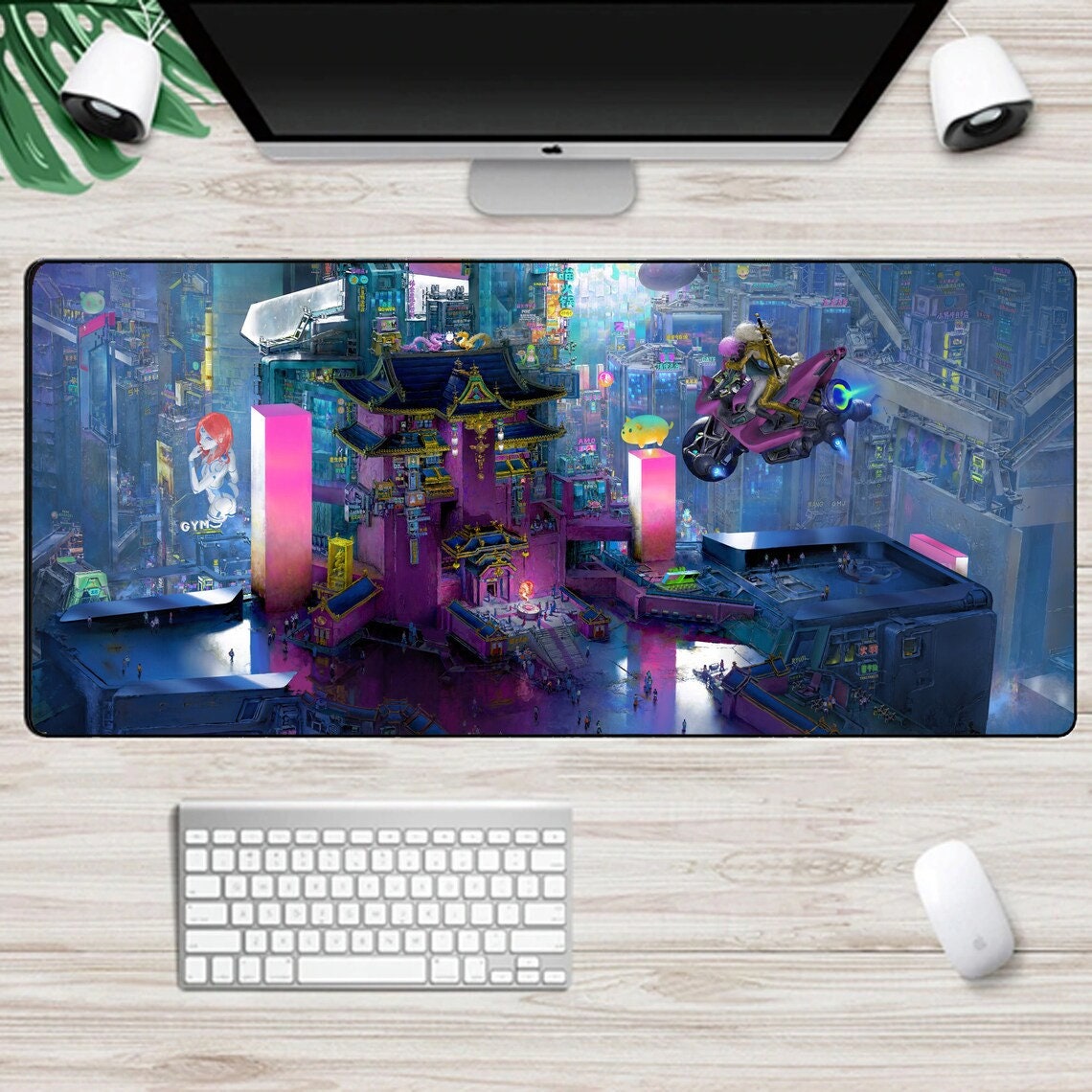 Big Led RGB Gaming XXL Mousepad 800x300mm Anime Landscape City Scape ...