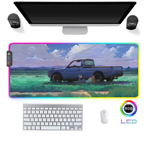 Xxl Rgb Gaming Mousepad 600x350mm Big Led Anime Girl Car Etsy