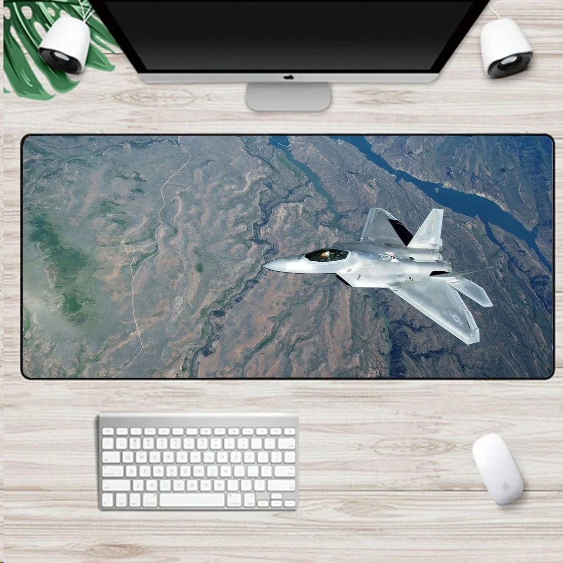 Big Gaming Mousepad 600x300mm Plane Jet Army F22 Aircraft Earth Rz ...