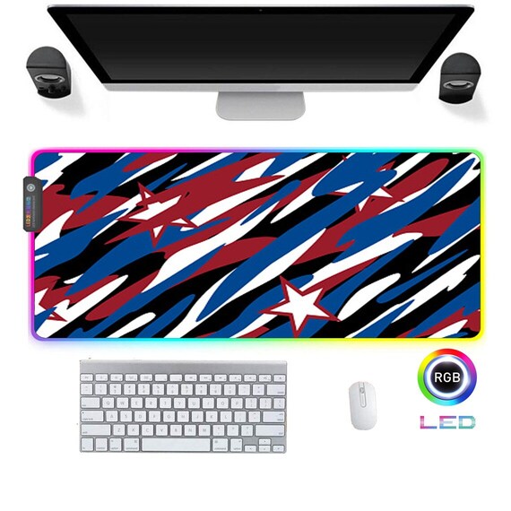 Xxl Rgb Gaming Mousepad 600x350mm Big Led Camo Camouflage Red Etsy