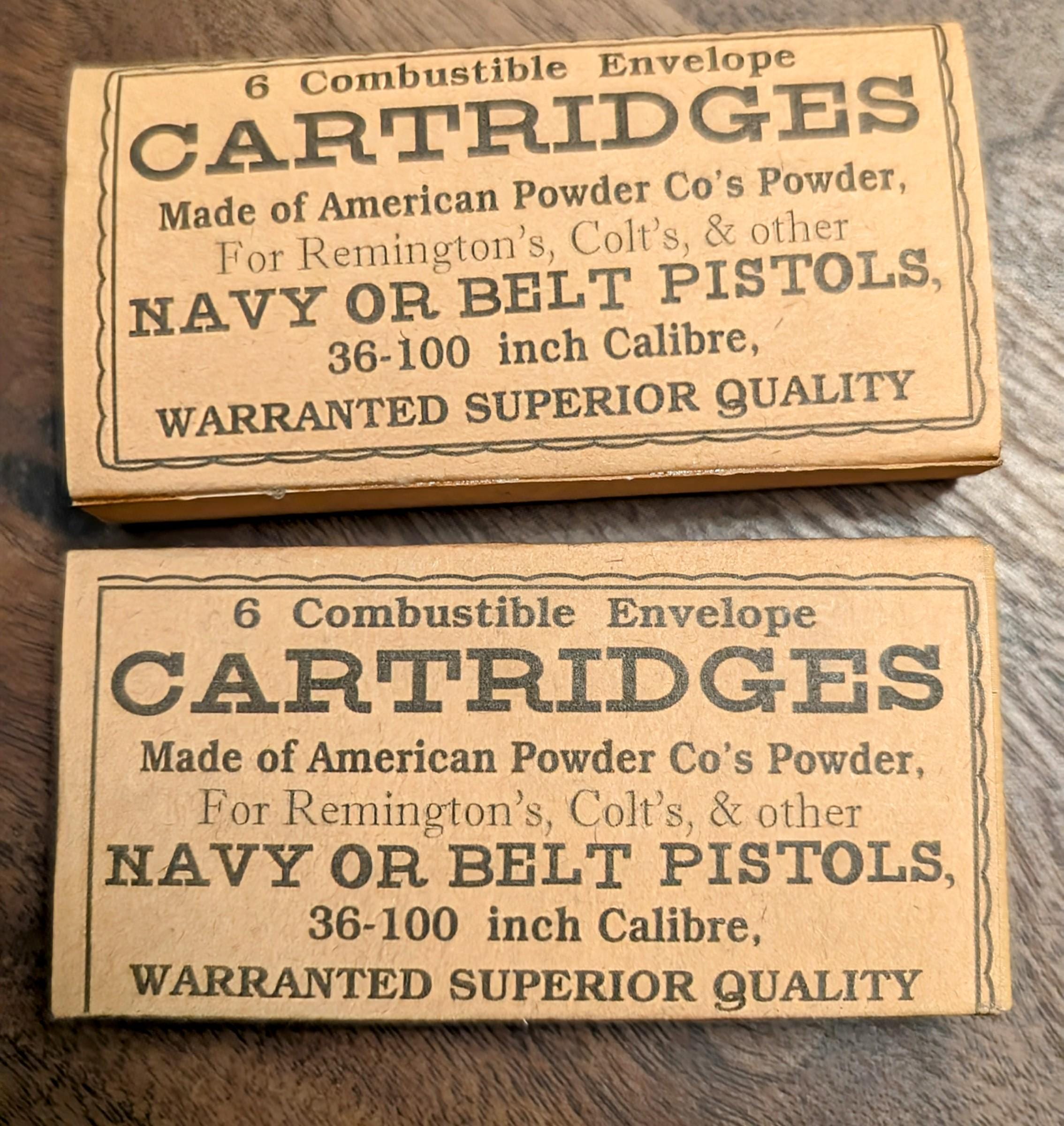 Premium Paper Cartridge Box, .36 Caliber, Vintage Style With Flip-top ...