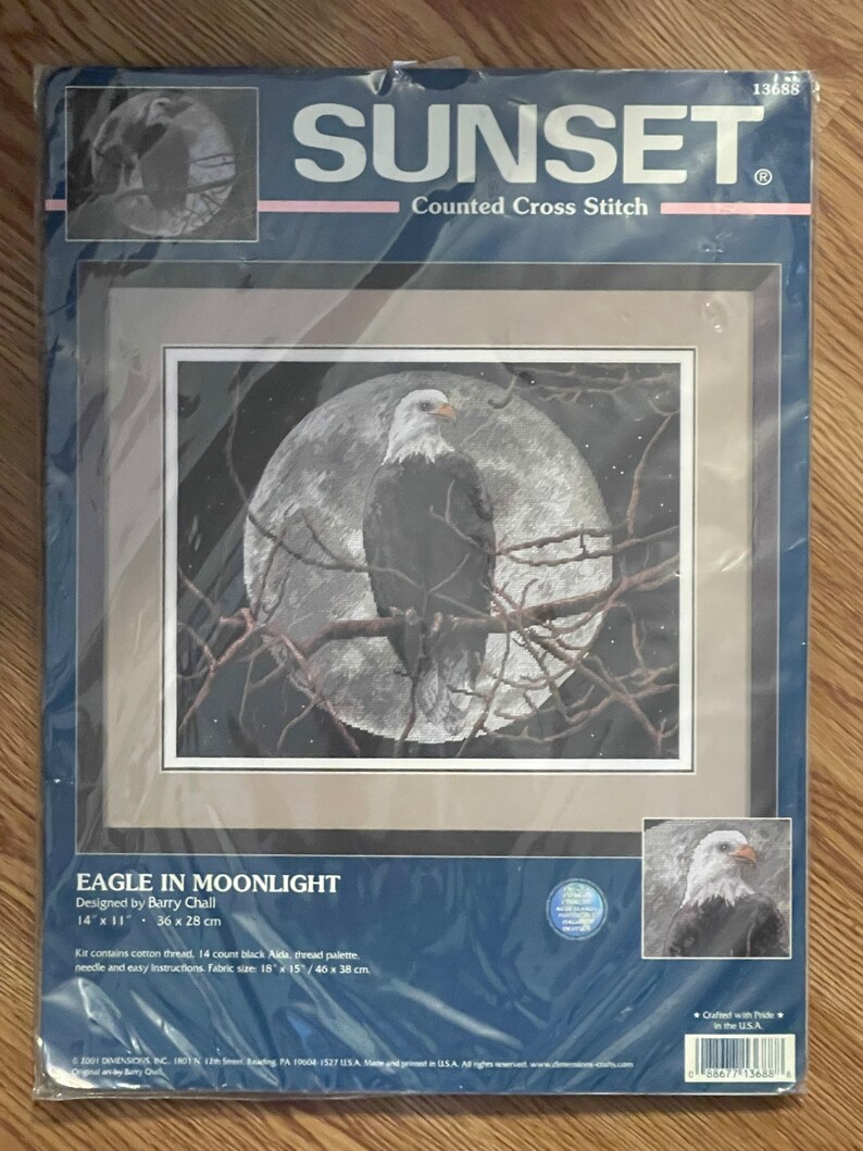 Sunset Counted Cross Stitch - Eagle in Moonlight - Etsy
