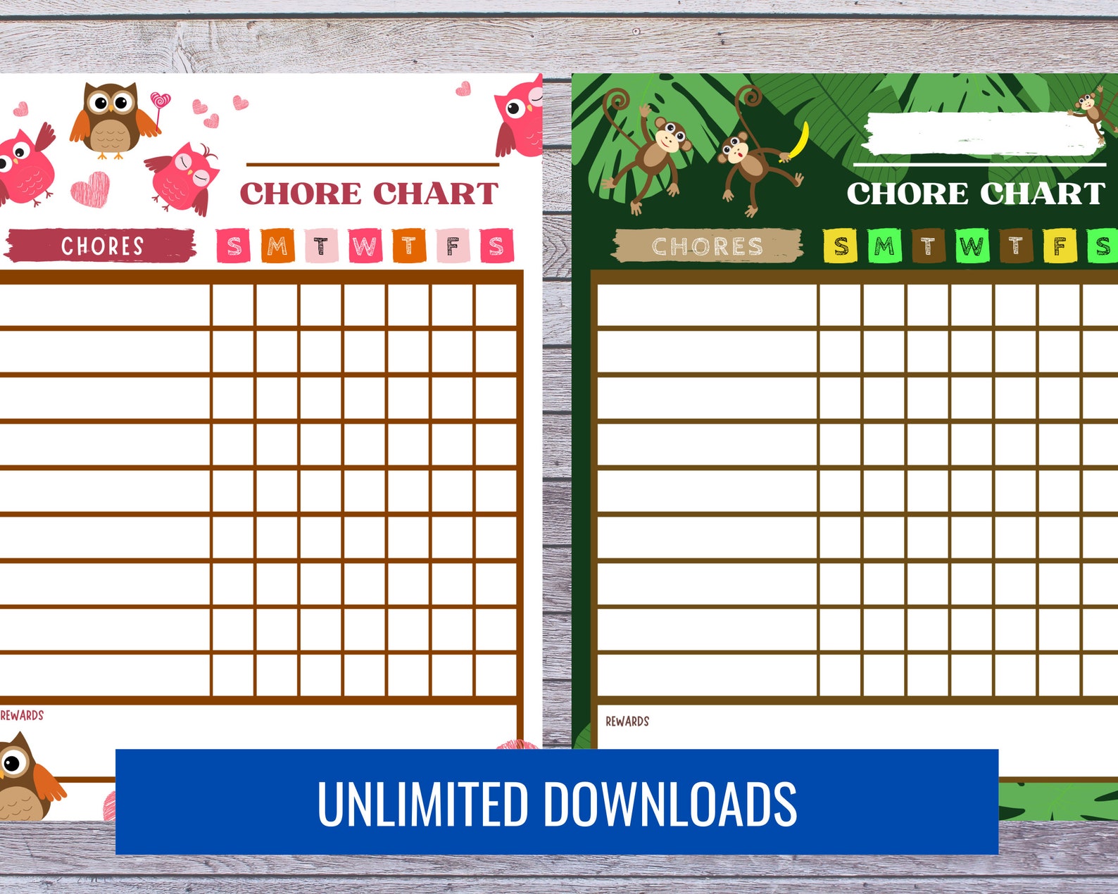 Animal Chore Chart for Kids, Reward Chart, Kids Printables, Kids to Do ...