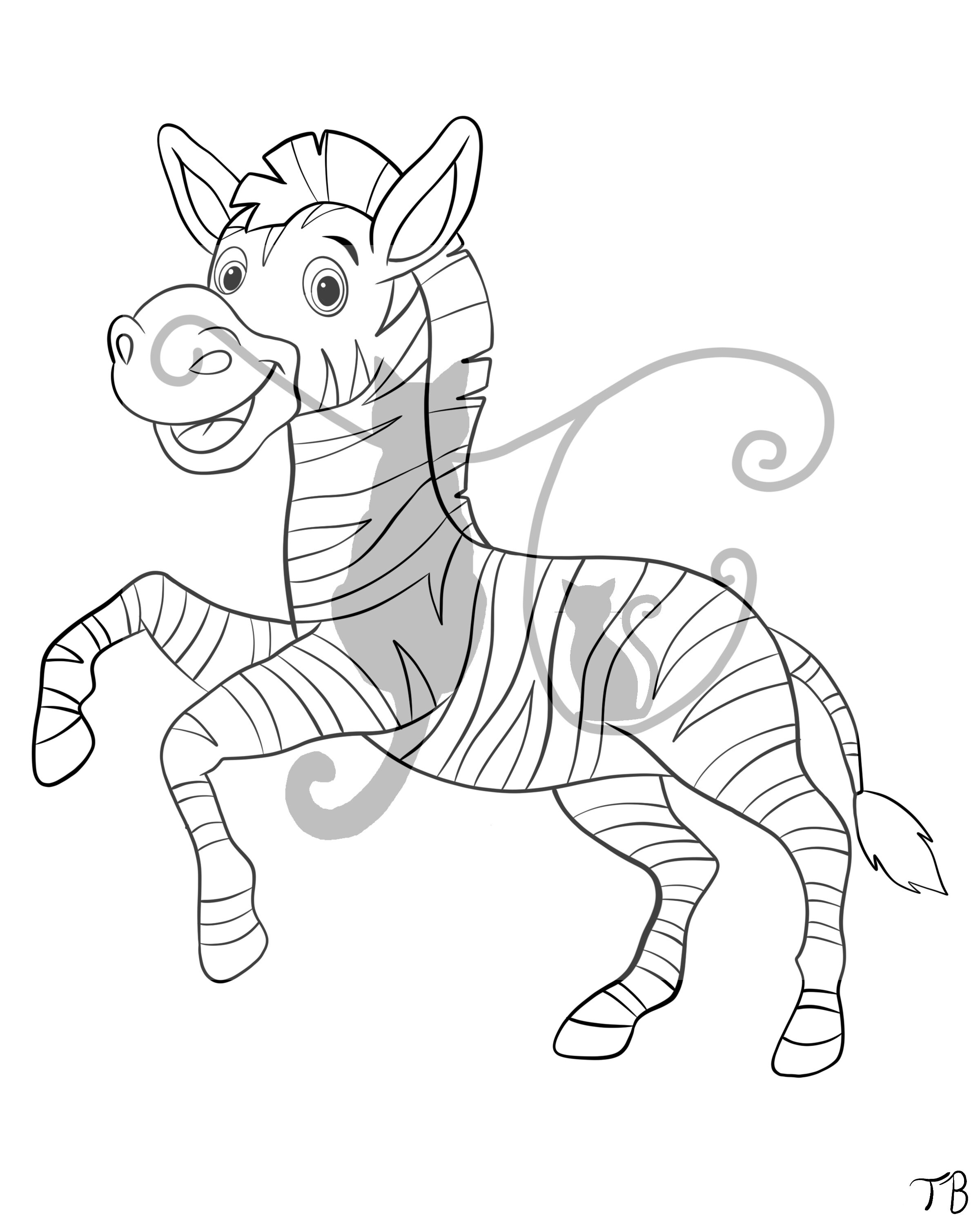 Zebra Kid's Coloring Page 8x10 - Etsy