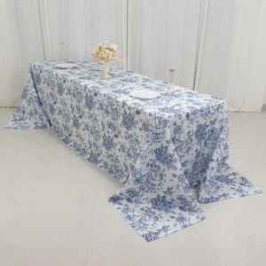 Elegant White Blue French Toile Rectangle Tablecloth | Chinoiserie ...