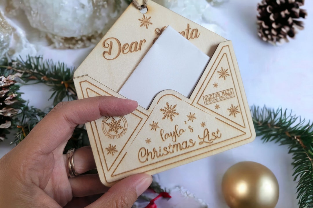 Personalized Wooden Envelope Christmas Ornament With Pocket ...