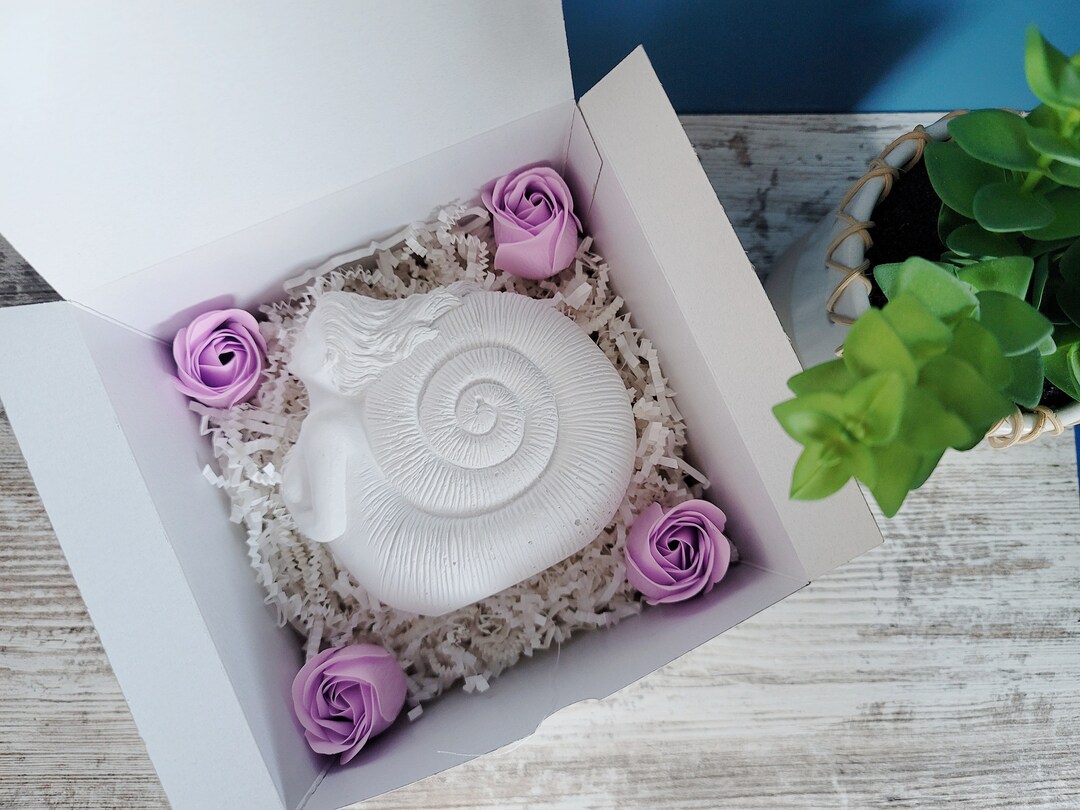 Mermaid Snail Figurine: Plaster Nautical Decor, Sailor Gift - Etsy