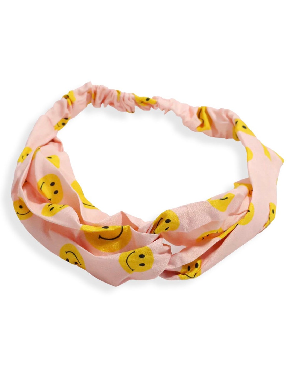 Smiley Face Print Headband, Yellow Happy Face Headband, Adult Turbans ...
