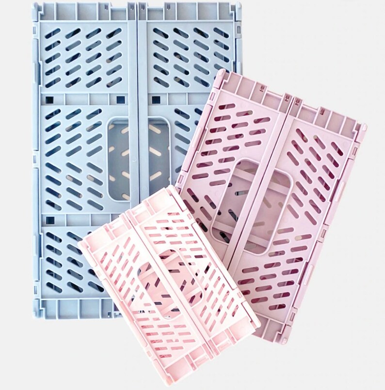 Stackable Crates Pastel Foldable Storage Mini Colorful - Etsy