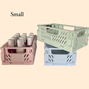 Stackable Crates, Pastel Foldable Storage, Mini Colorful Crates, Desk ...