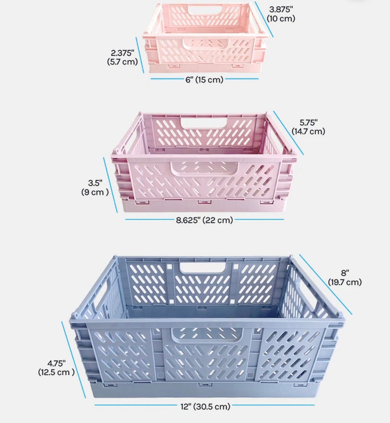 Stackable Crates Pastel Foldable Storage Mini Colorful - Etsy