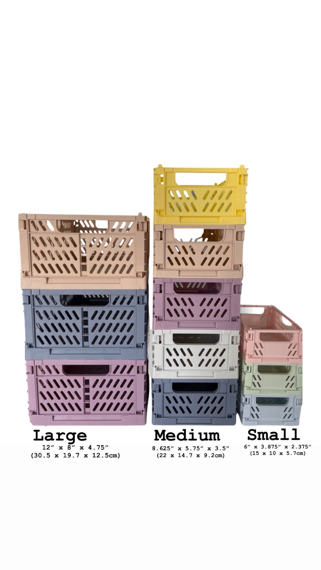 Stackable Crates, Pastel Foldable Storage, Mini Colorful Crates, Desk ...