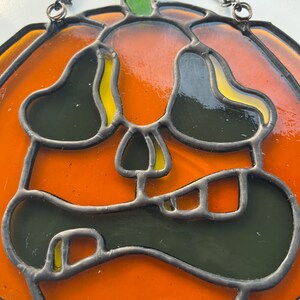 Stained Glass Jackolantern Suncatcher, Pumpkin Window Hanging ...