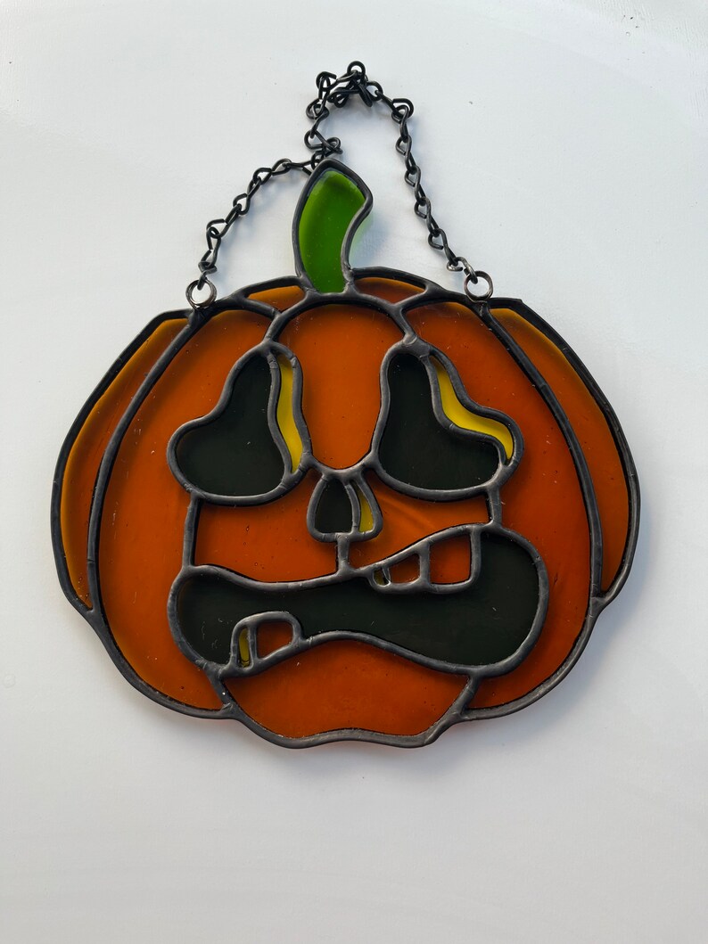 Stained Glass Jackolantern Suncatcher Pumpkin Window Hanging - Etsy
