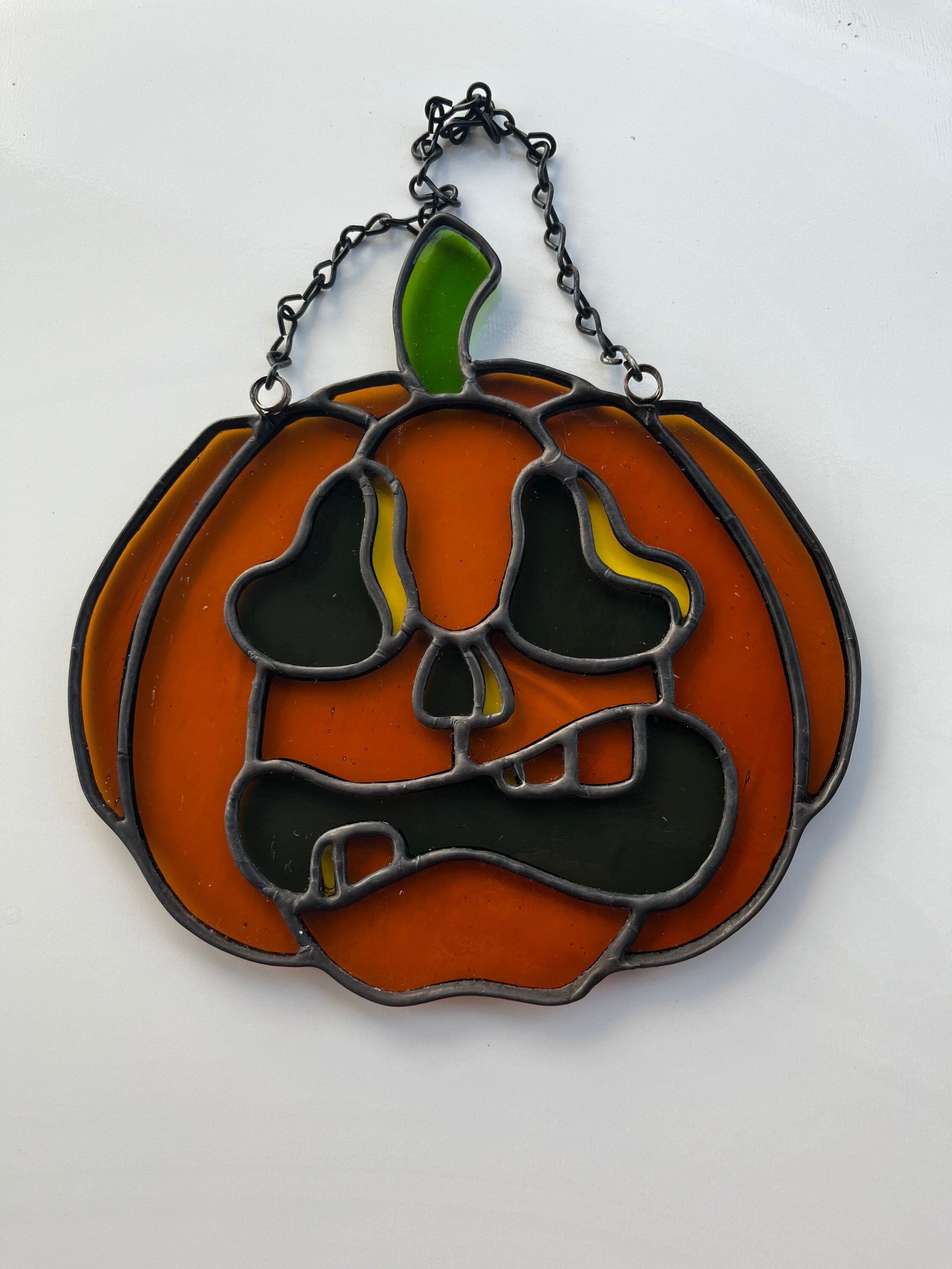 Stained Glass Jackolantern Suncatcher Pumpkin Window Hanging - Etsy