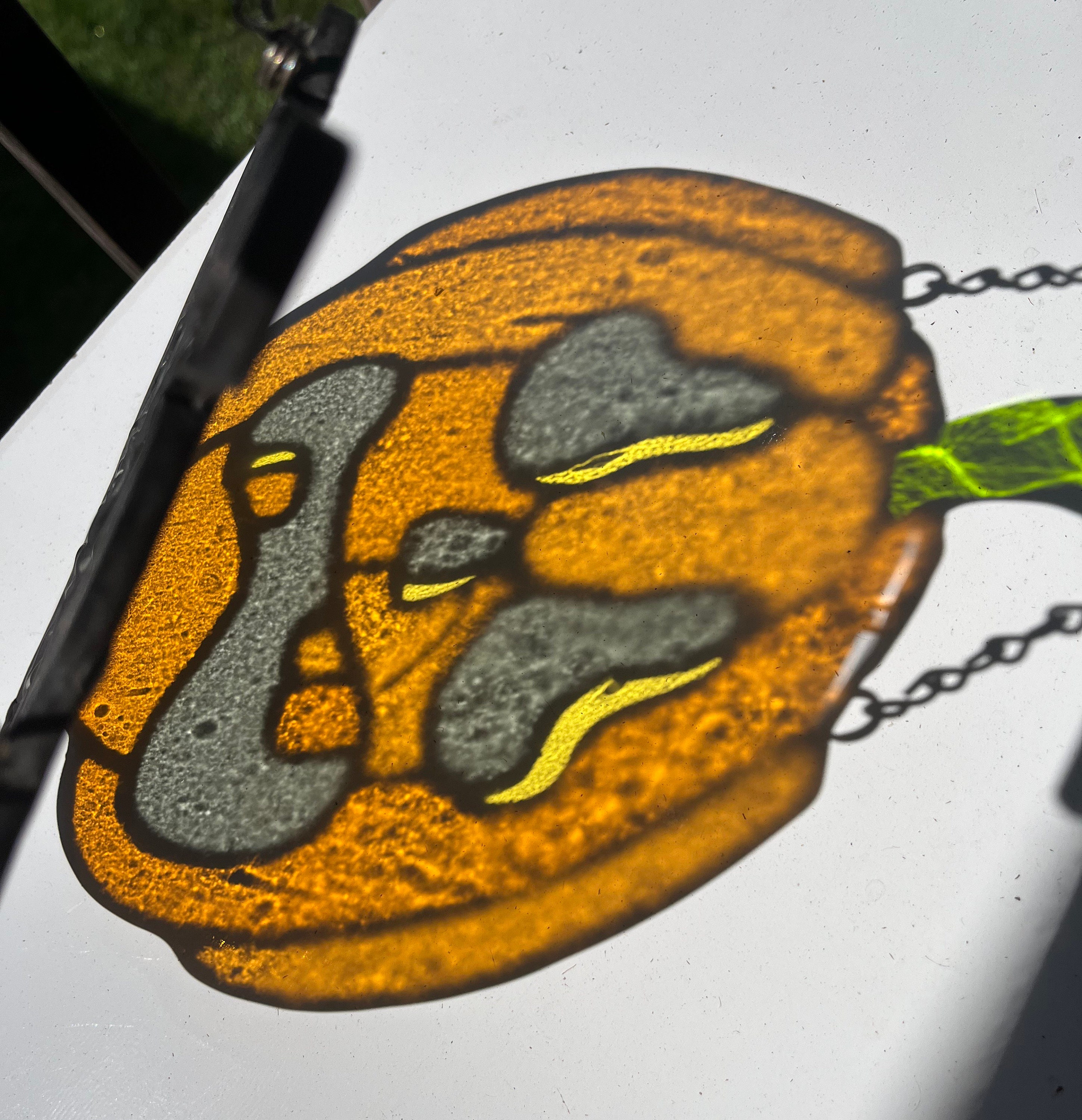 Stained Glass Jackolantern Suncatcher Pumpkin Window Hanging - Etsy