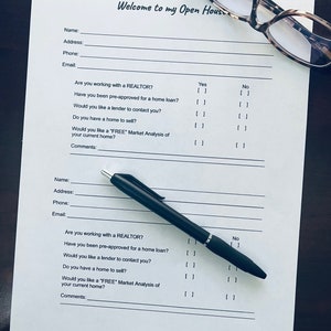 Real Estate Open House Registration, PDF File, Printable, Instant ...