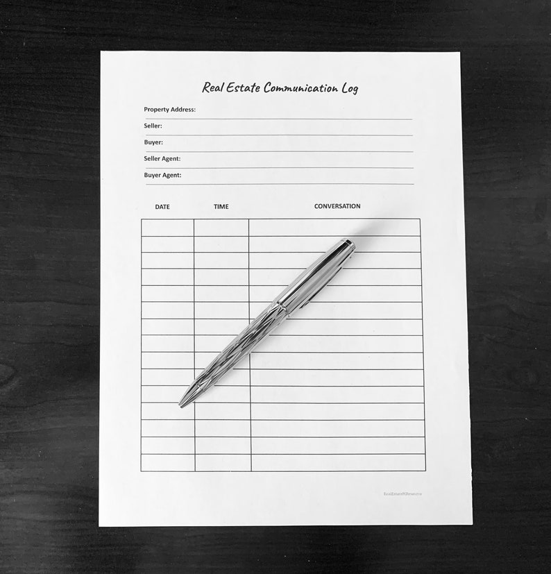 Real Estate Communication Log Sheet, PDF File, Printable, Instant ...