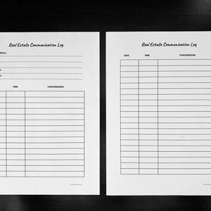 Real Estate Communication Log Sheet, PDF File, Printable, Instant ...