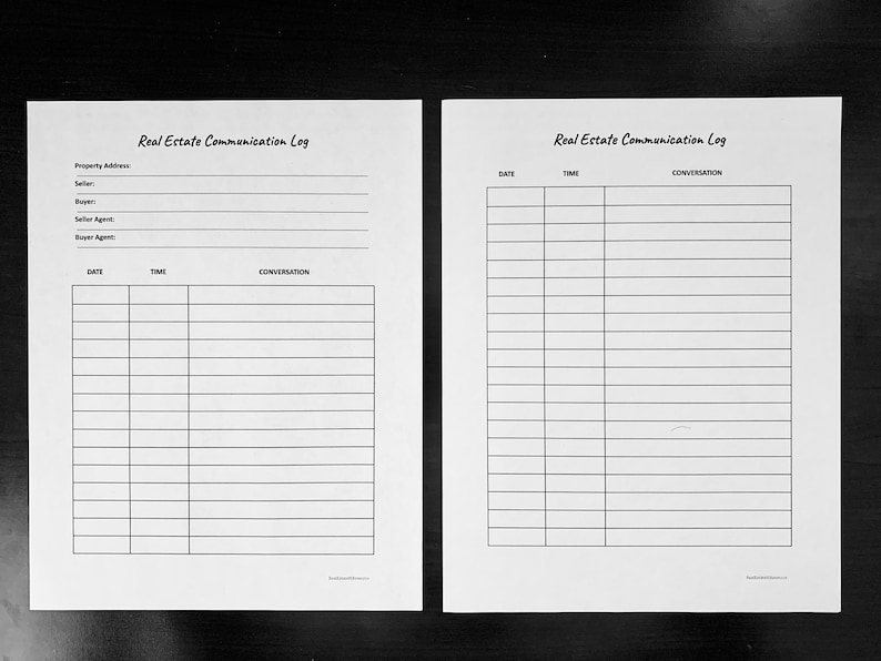 Real Estate Communication Log Sheet, PDF File, Printable, Instant ...