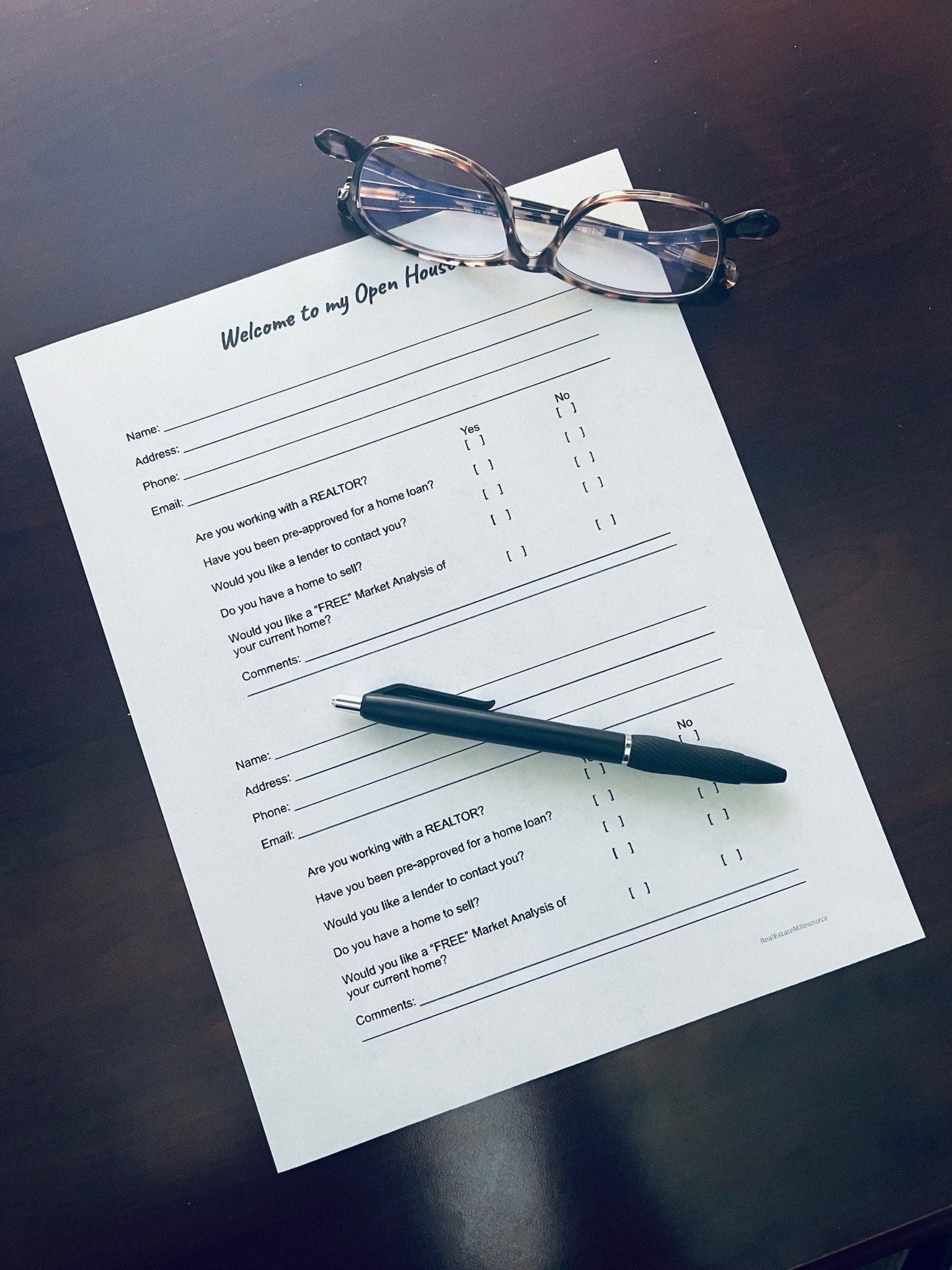 Real Estate Open House Registration, PDF File, Printable, Instant ...