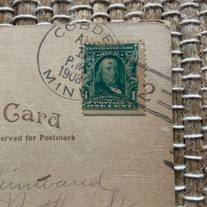 Vintage 1908 Postcard With One Cent Ben Franklin Stamp - Etsy