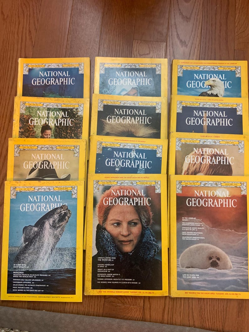 Vintage National Geographic Magazine Collection 1976 Jan-dec. REDUCED ...