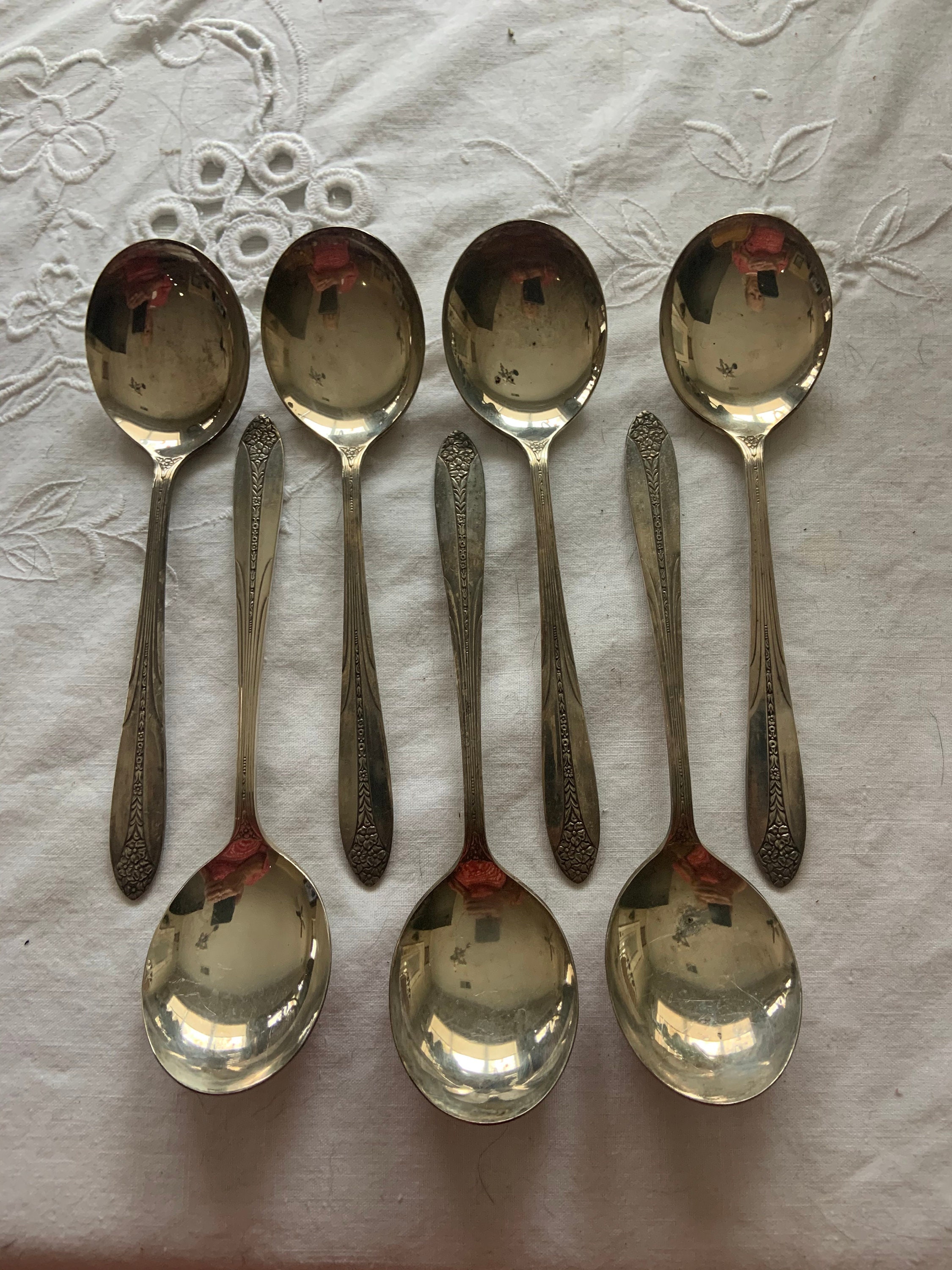 Vintage National Silver Princess Royal Soup Spoons - Etsy