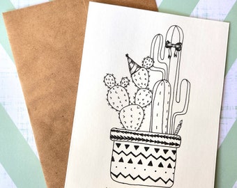 Cactus Happy Birthday Card - Etsy