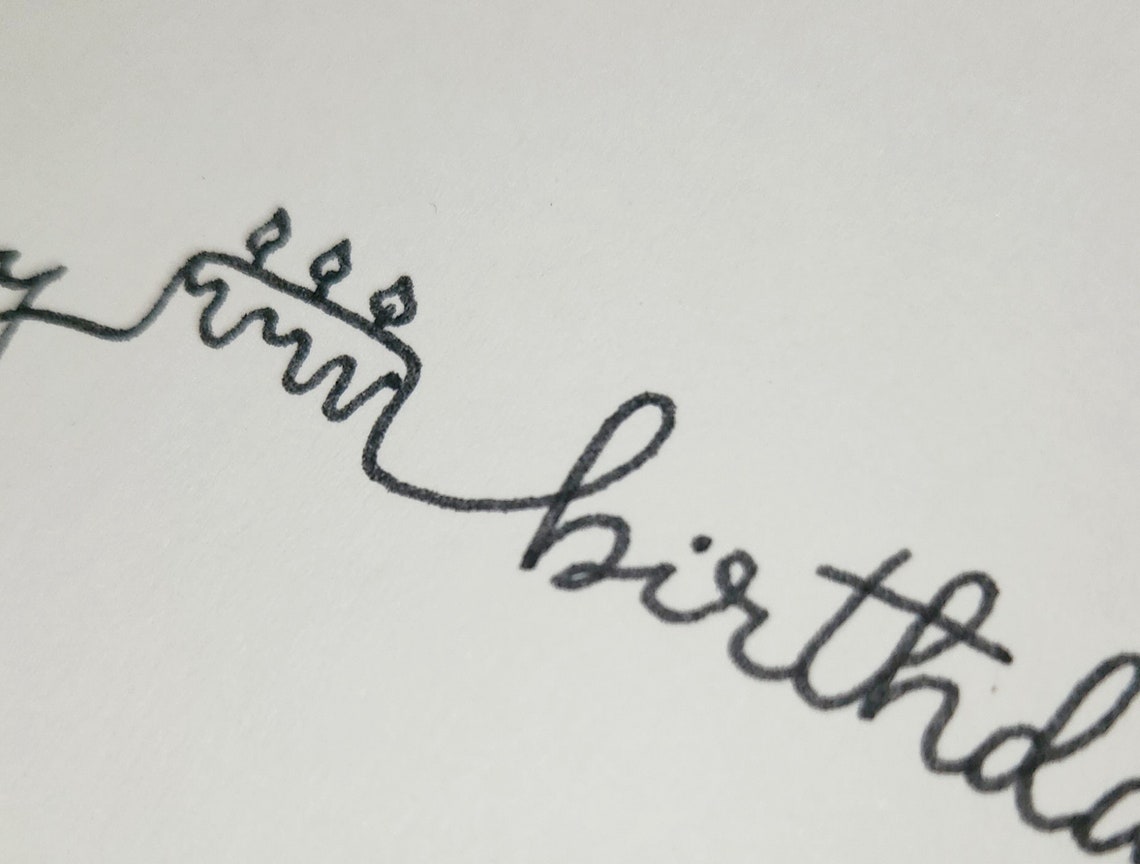 Line Art Birthday Card Minimalist Calligraphy Card One Line Drawing ...