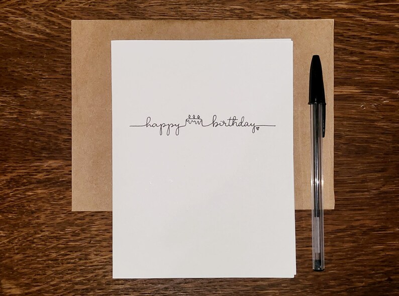 Line Art Birthday Card Minimalist Calligraphy Card One Line Drawing ...