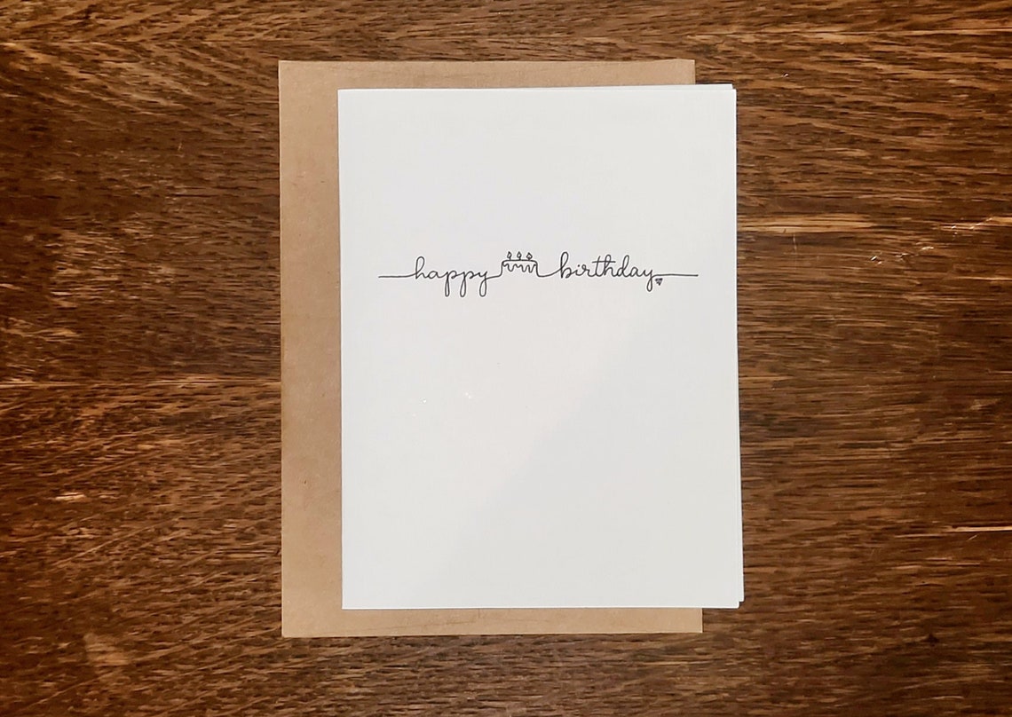 Line Art Birthday Card Minimalist Calligraphy Card One Line Drawing ...