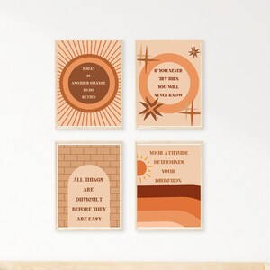 Growth Mindset Classroom Poster, Set of 4, Retro Classroom Quotes, Boho ...