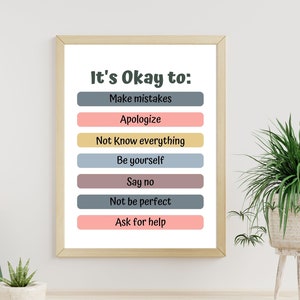 Its Okay Classroom Poster Therapy Office Decor Psychologist School ...