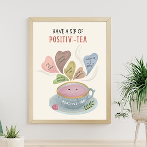 Positivity Affirmation Poster, Positivi-tea Therapy Office Decor ...